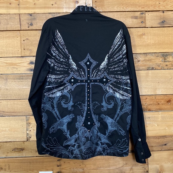 Roar | Shirts | Mens Roar Cross And Wings Shirt | Poshmark